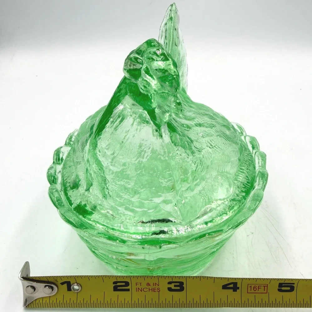 L.G. Wright | Accents | Lg Wright Green Glass Hen On Nest Split Tail ...